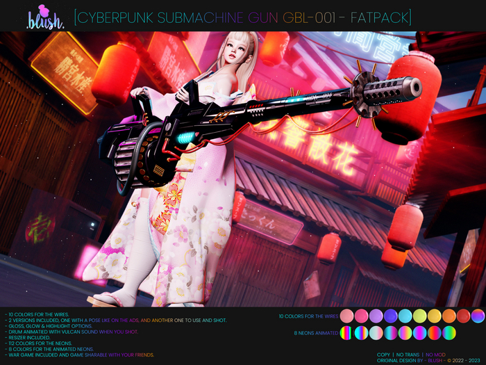 Second Life Marketplace - BLUSH - Cyberpunk Submachine Gun GBL-001 - Fatpack